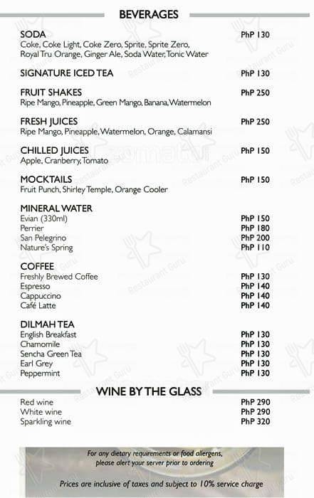 Menu at Feria Radisson Blu Cebu restaurant, Cebu City