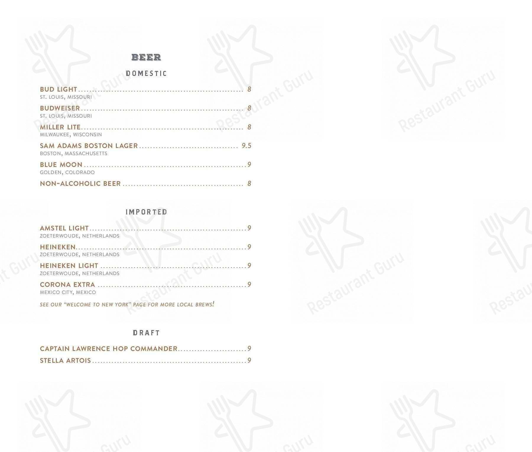 Menu at Foundry Bar, West New York, 270 W 43rd St