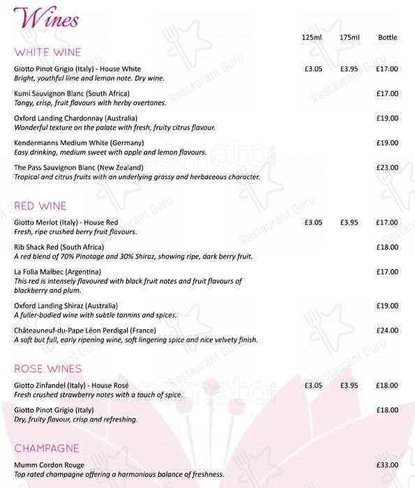 Menu at Tiger Lee restaurant, Glasgow