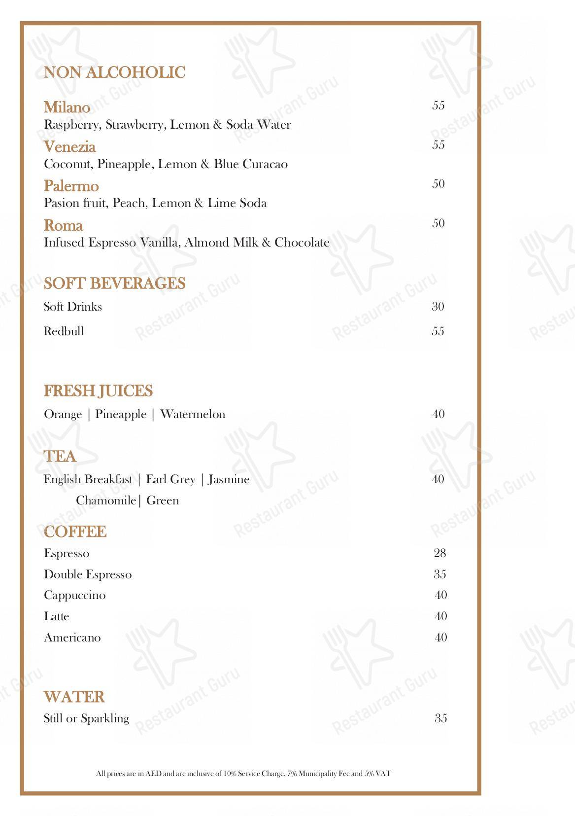 Menu at DUOMO Dubai restaurant, Dubai