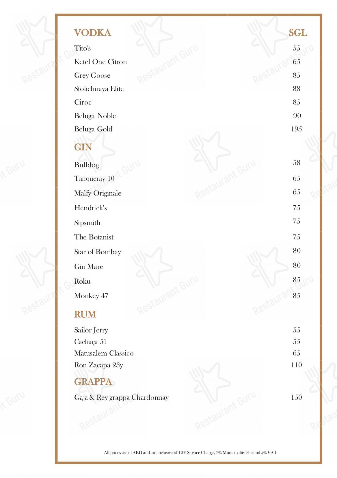 Menu at DUOMO Dubai restaurant, Dubai
