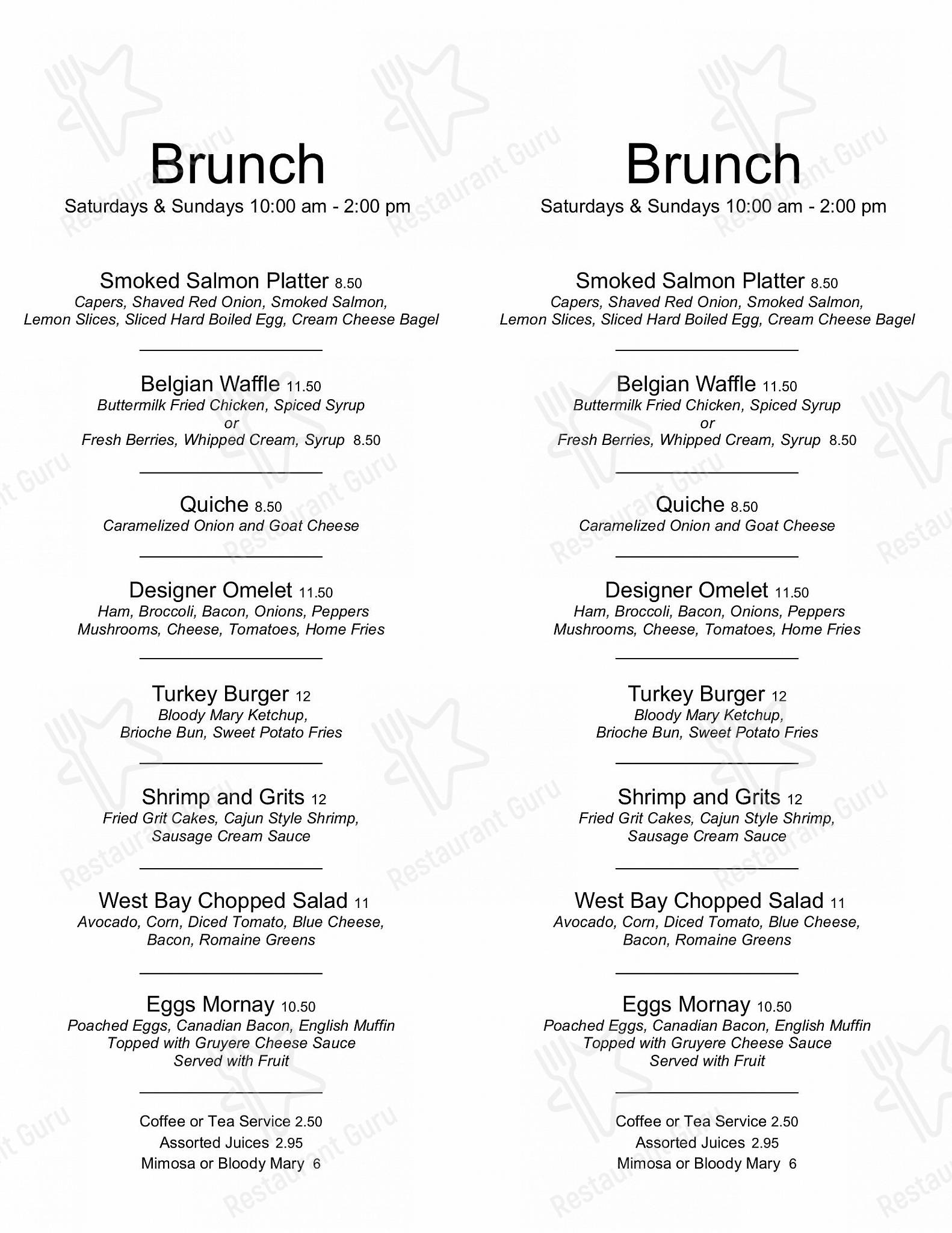 Menu at Grill 1-2-5 and Steuben Bar, Corning