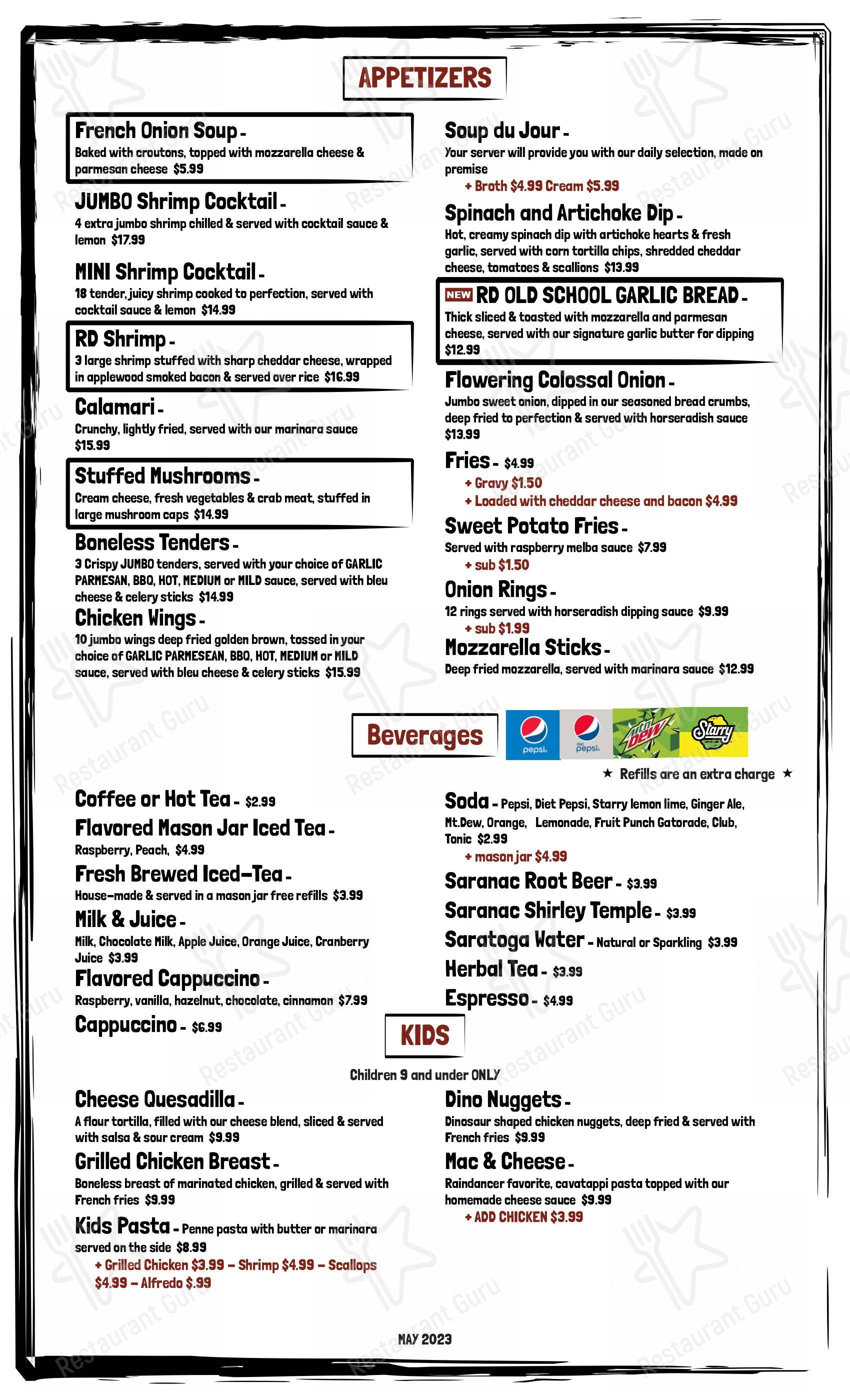 Menu at Raindancer Restaurant, Amsterdam, NY-30