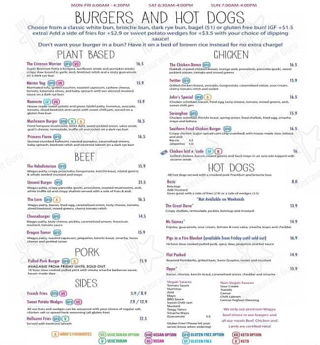 Menu at Argo on the Parade pub & bar, Norwood