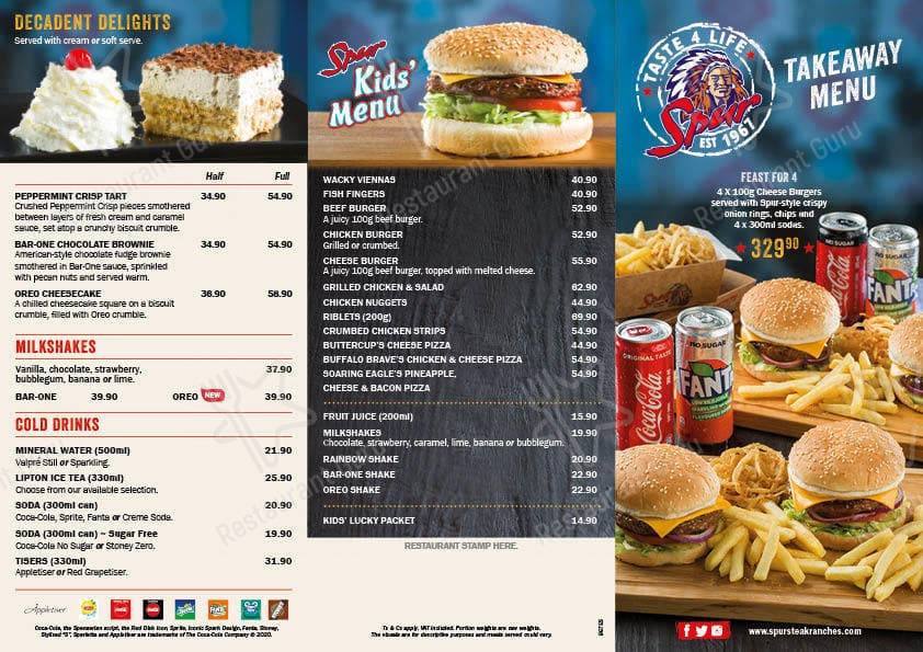 Speisekarte von Detroit Spur Steak Ranch restaurant, Mbombela