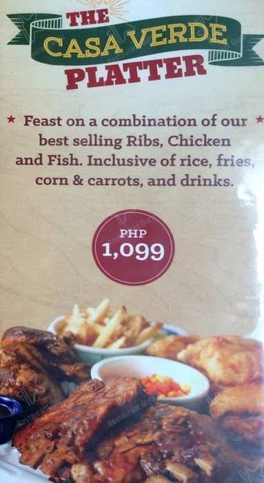 Menu at Casa Verde restaurant, Cebu City, Ayala Center Cebu