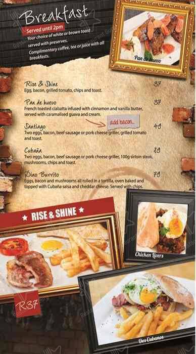Menu at Cubaña Fourways pub & bar, Randburg, Cedar Rd