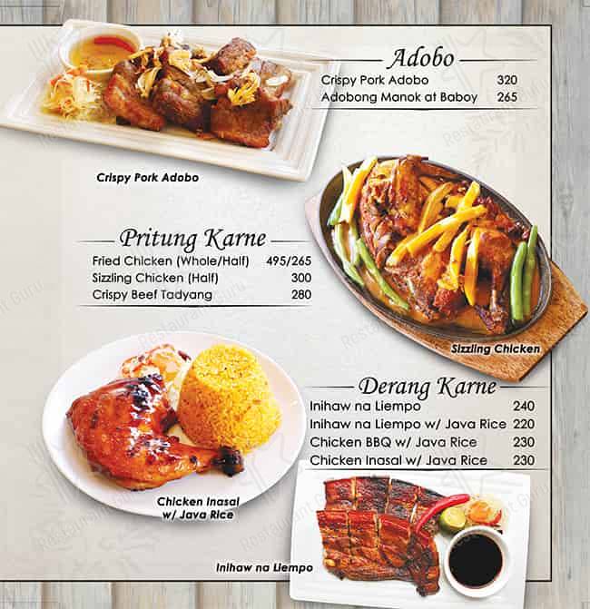 Menu at Mangan restaurant, Quezon City, Ortigas Ave