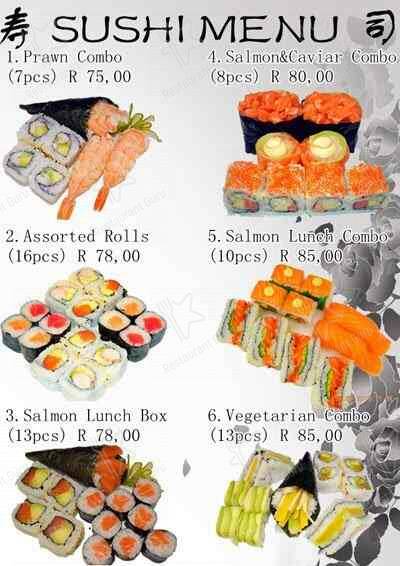 Menu at Rejoice sushi bar, Sandton