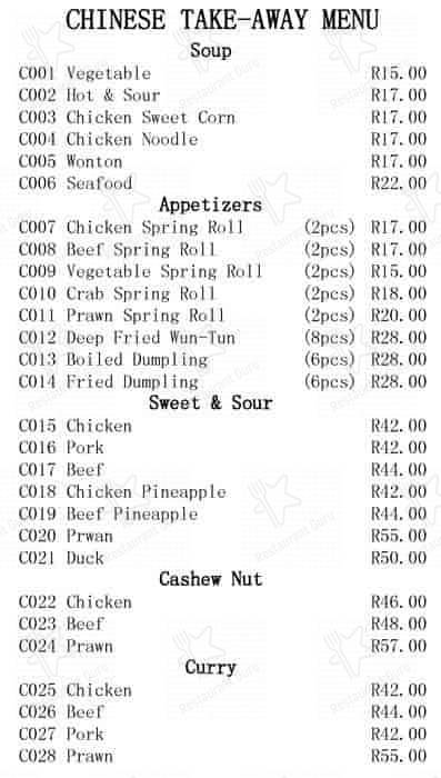 Menu at Rejoice sushi bar, Sandton