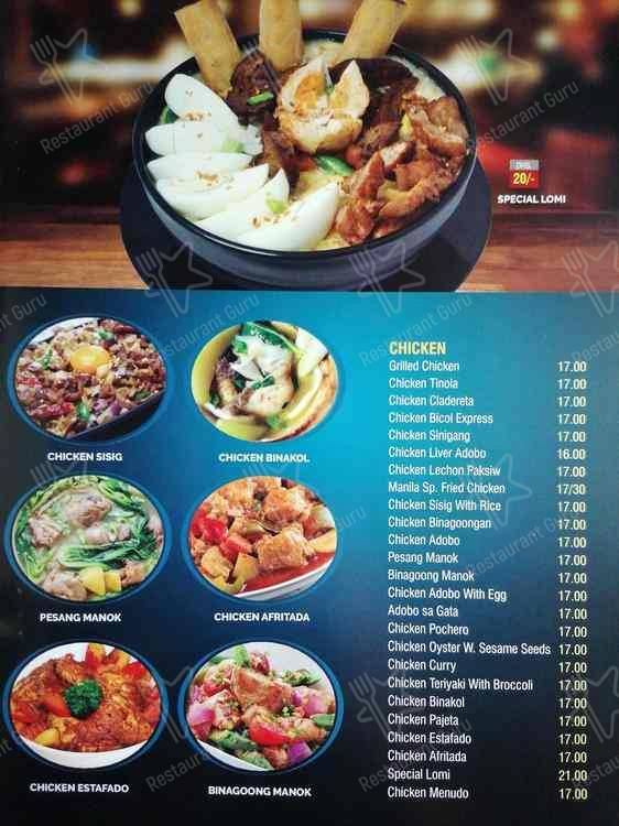 Menu at Manila Pinoy Restaurant And Bakery, Abu Dhabi, E18-02