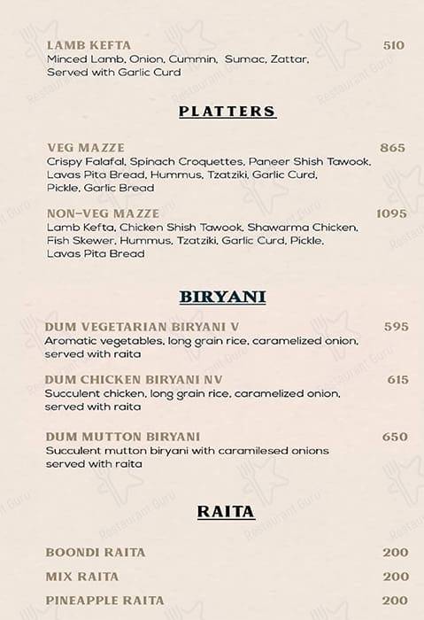 Menu at Verandah Moonshine, New Delhi, 2/85 Third Floor