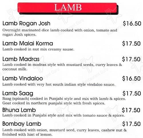 Menu at Royal Tarka Indian Restaurant, Ellenbrook