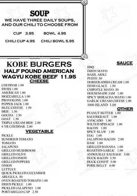 Menu at The Saddle Room pub & bar, Hoffman Estates