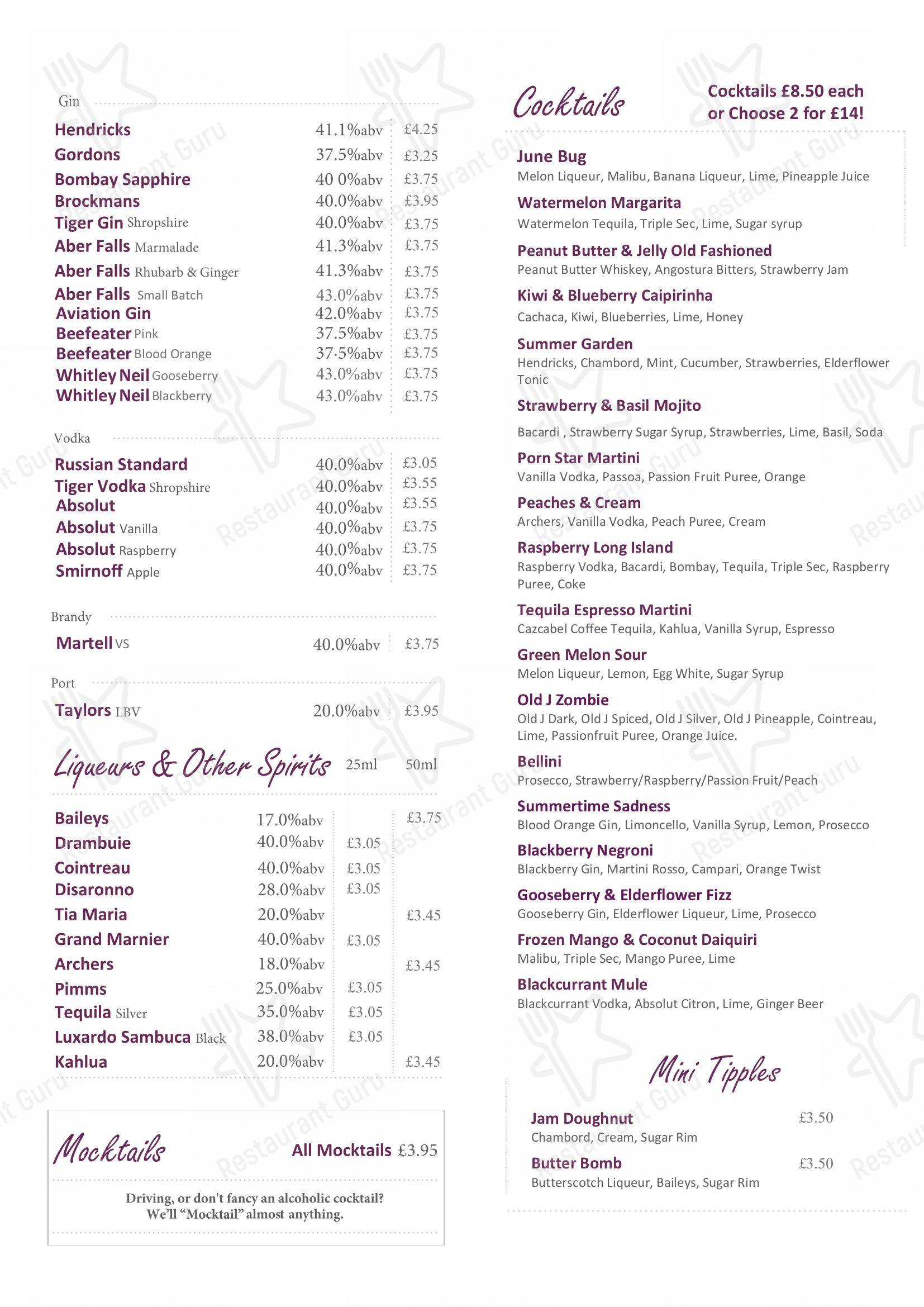 Menu at The Lemon Tree Restaurant With Rooms, Wrexham