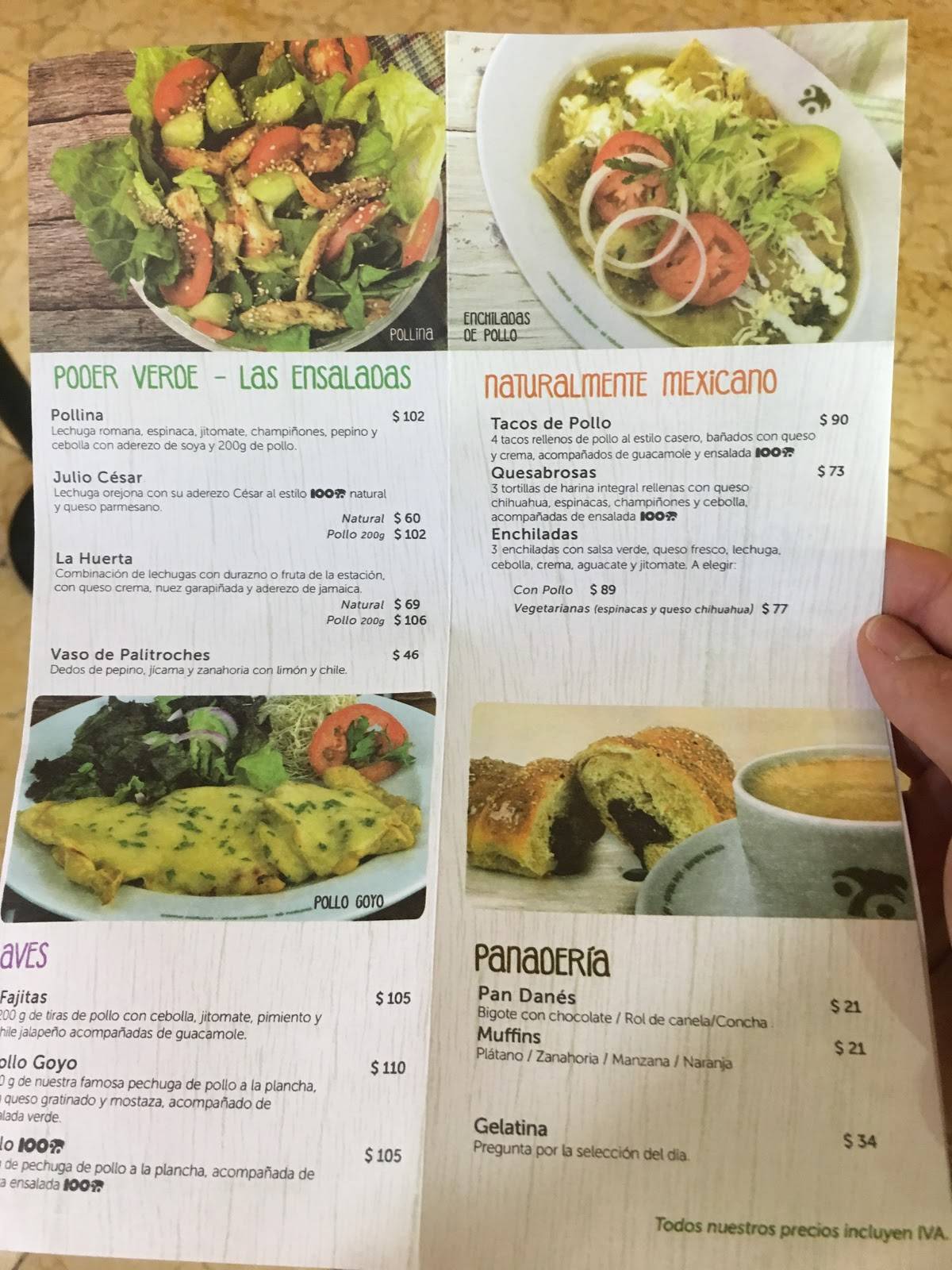 Menu at 100 % Natural Angelópolis restaurant, Puebla City