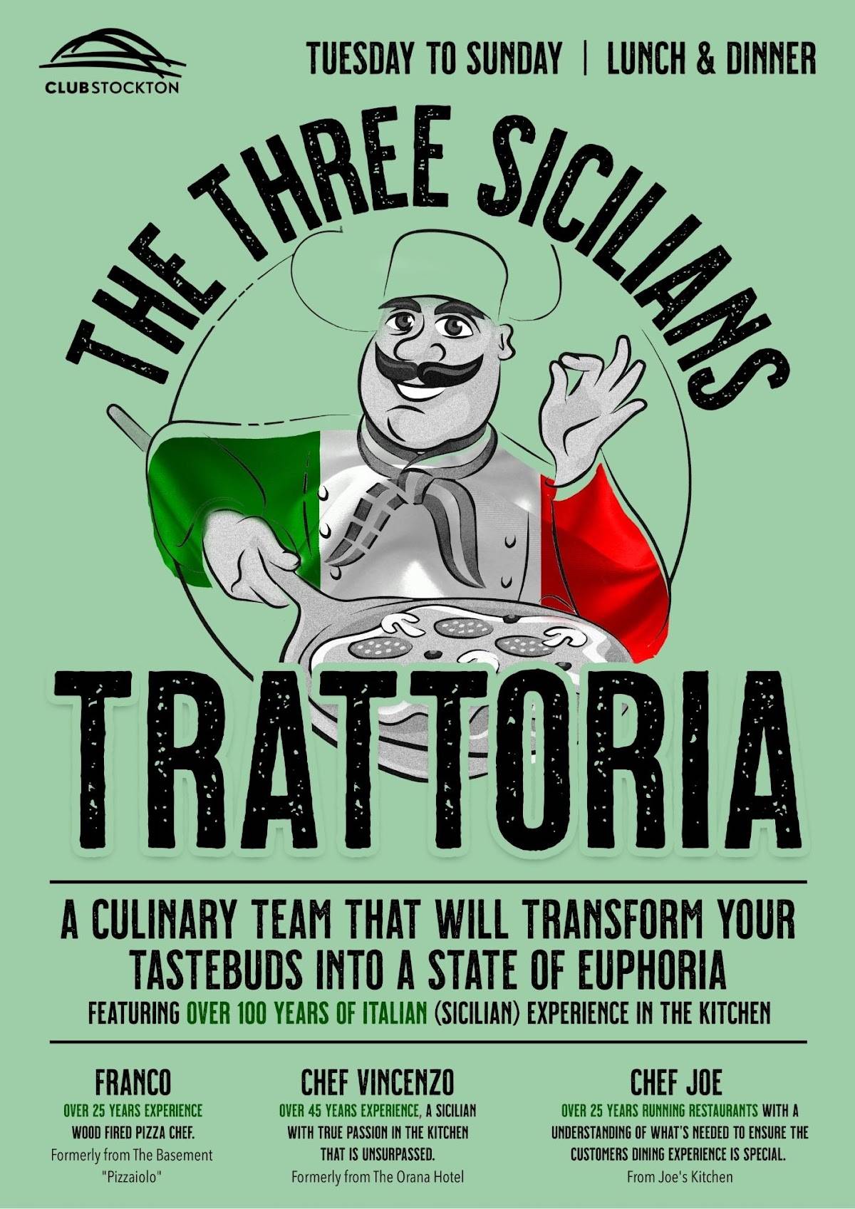 Menu at 3 Sicilians Ristorante restaurant, Stockton