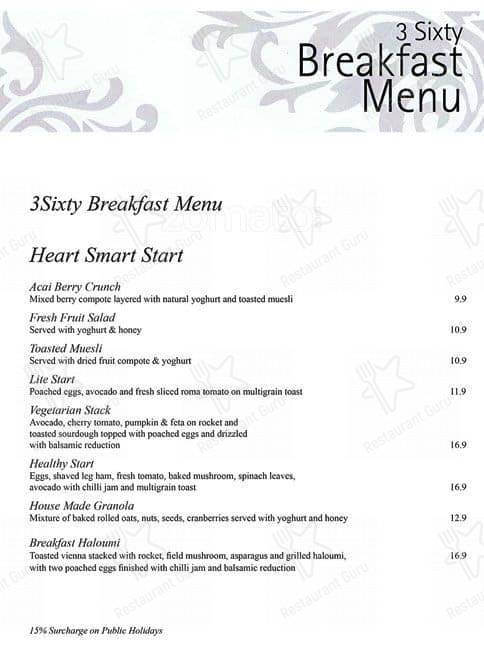 Menu at 3 Sixty Restaurant Bar The Grand Hotel, Labrador
