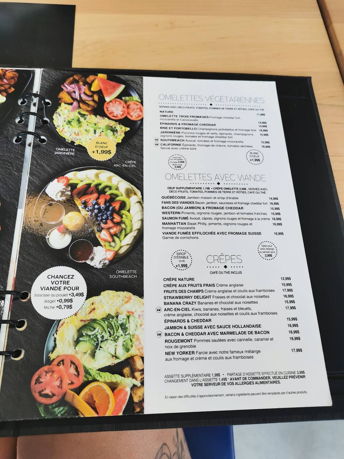 Menu au A.M. Déjeuner Dîner restaurant, Laval, Boulevard des Laurentides