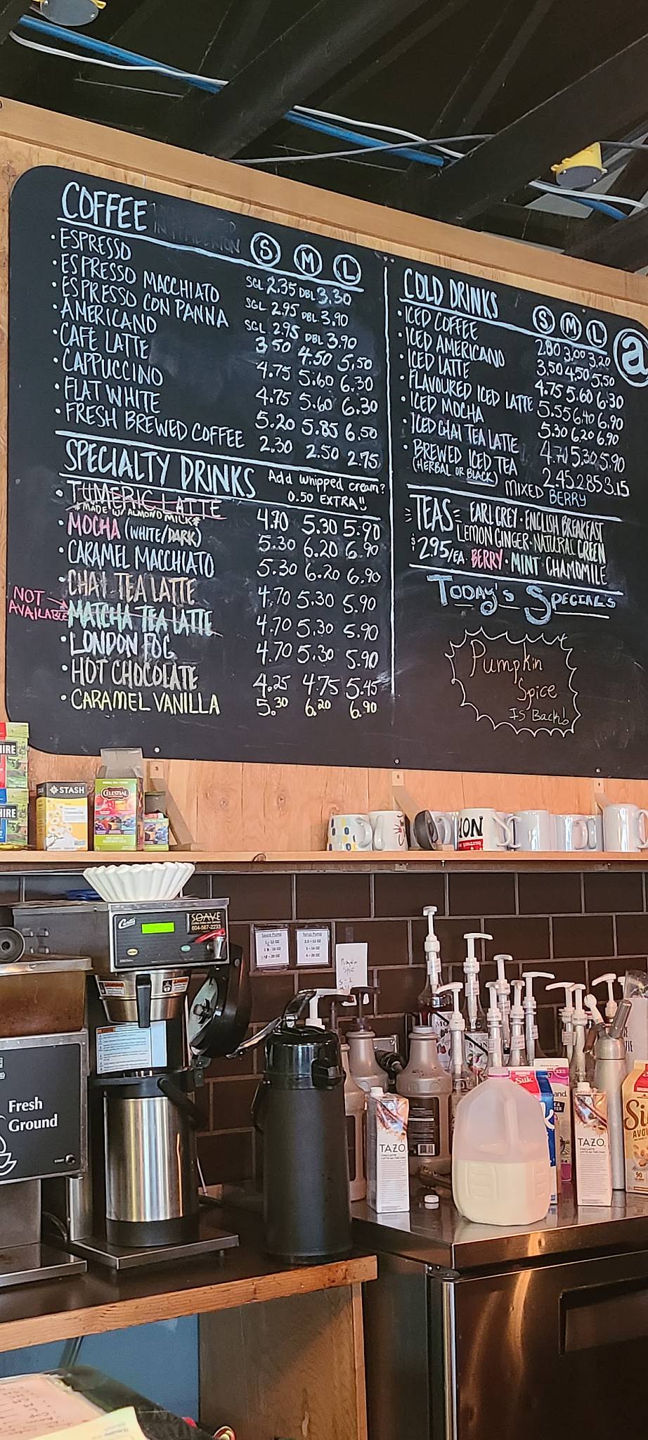 Menu at Abundance Artisan Bakery, Lillooet