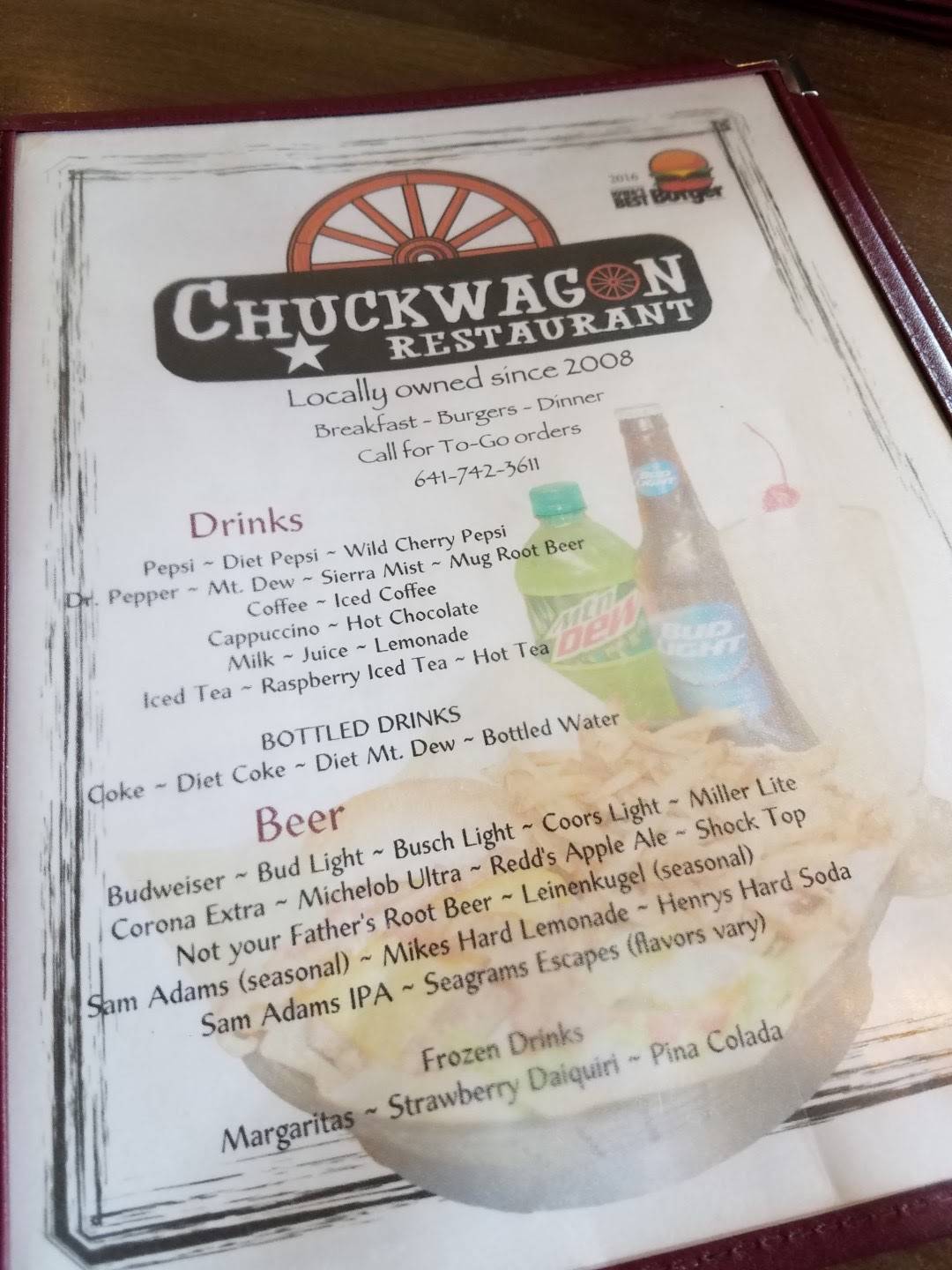 Menu at Chuckwagon Restaurant, Adair