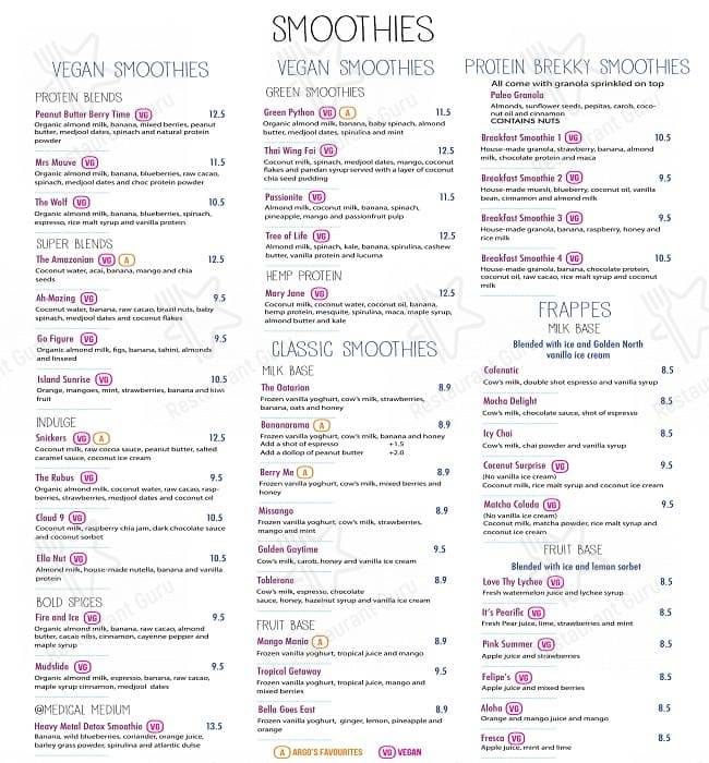 Menu at Argo on the Parade pub & bar, Norwood