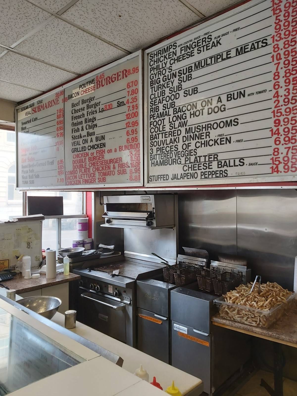 Menu at Admiral Submarine restaurant, Brantford