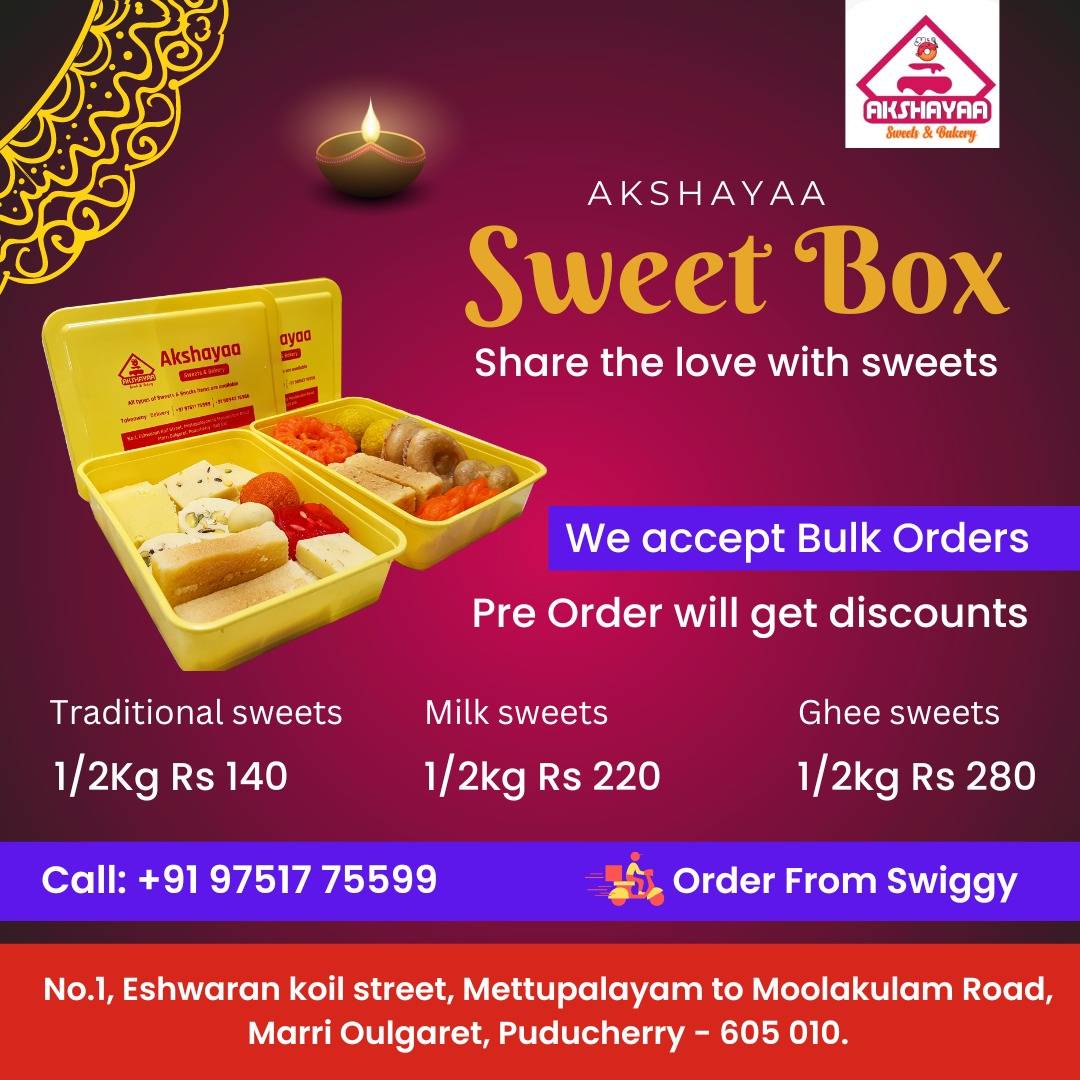Menu at Akshayaa Sweets & Bakery in Pondicherry / Best cake shop ...