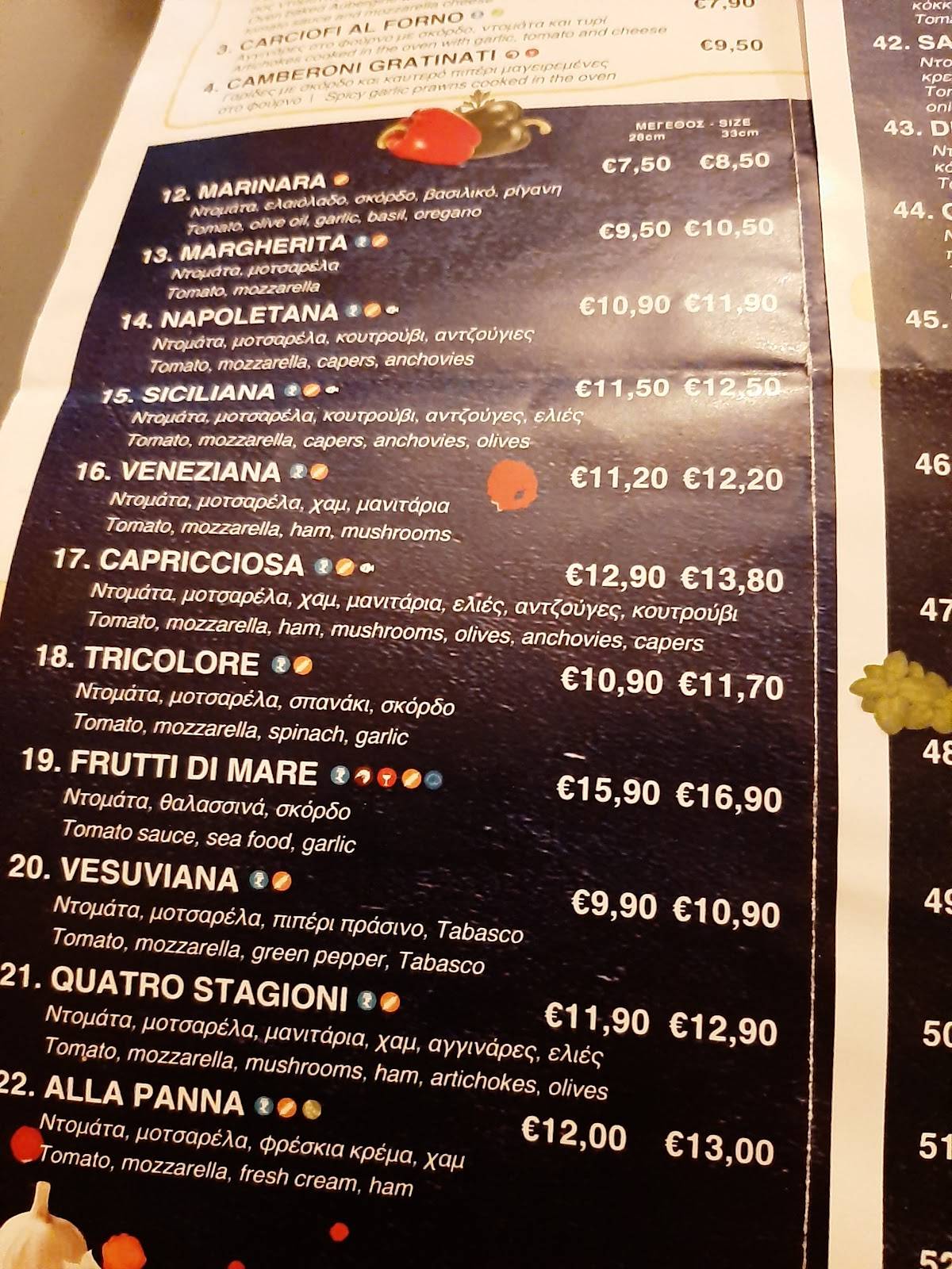 Menu at Al Borgo, Pyrgos