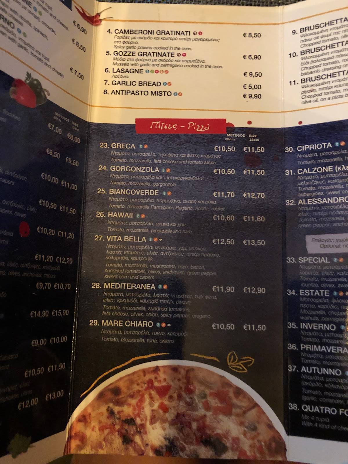 Menu at Al Borgo, Pyrgos