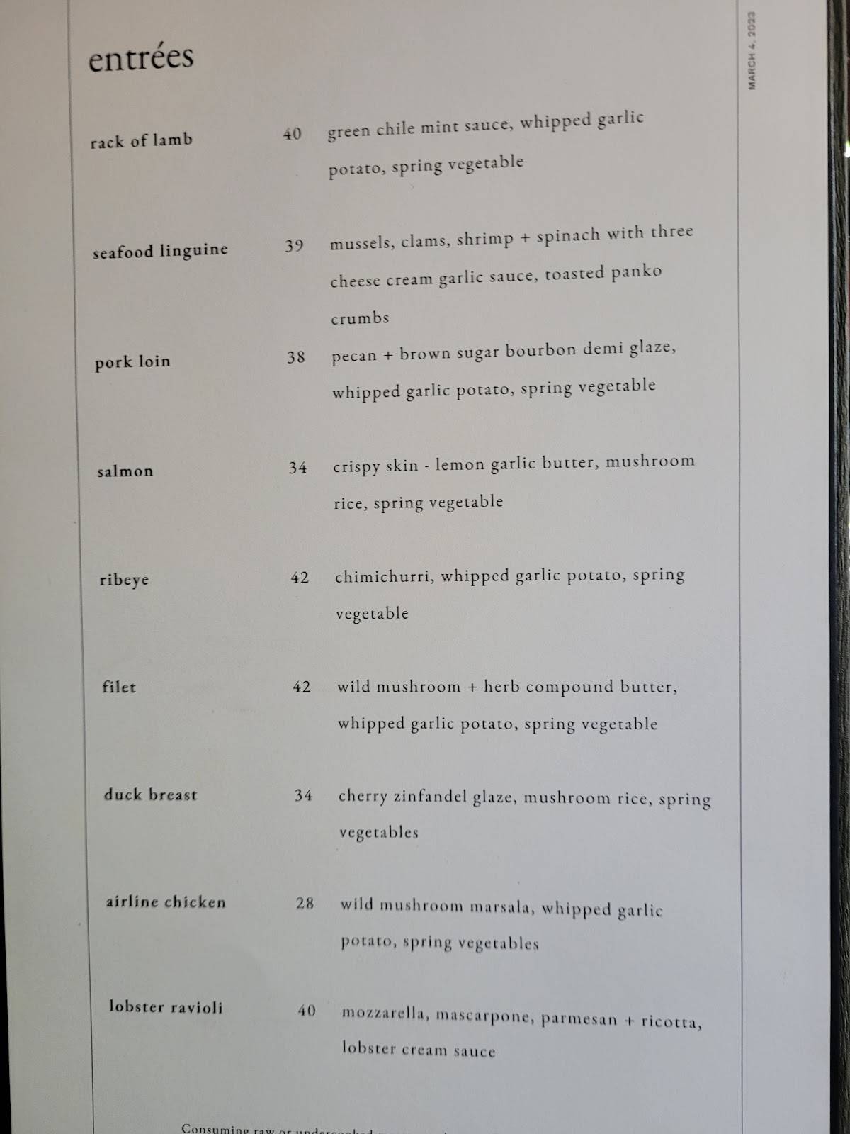 Menu at Indigo Crow Cafe, Corrales