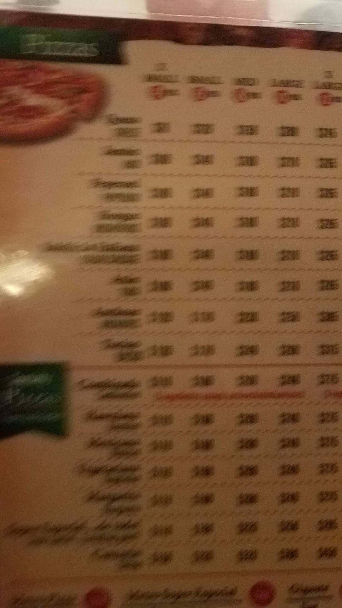 Menu at Alfonso's Pizza restaurant, Ensenada, Macheros 868