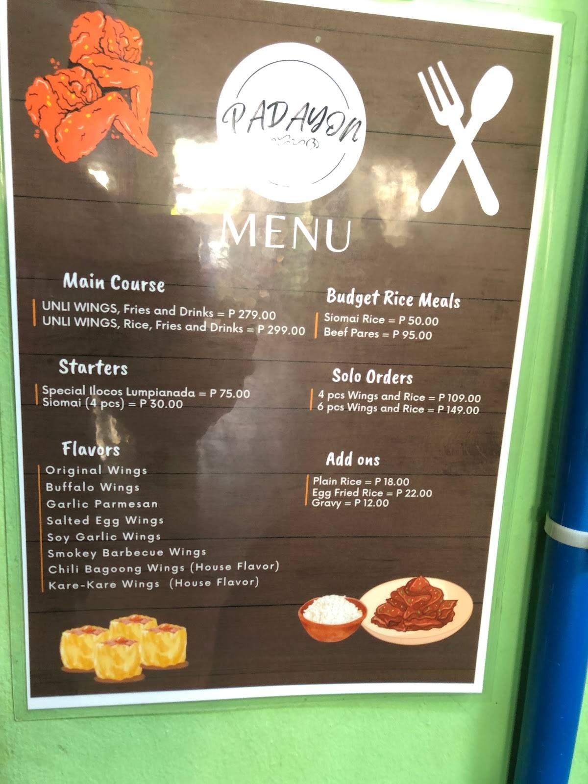 Menu at Aling Vicky's Halo-Halo restaurant, Cainta