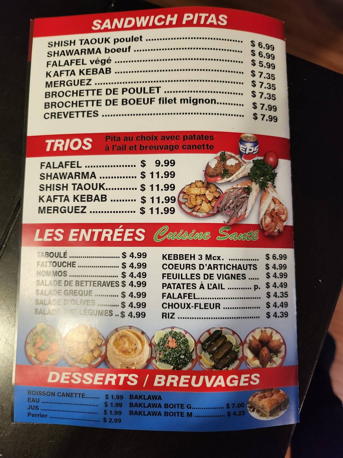 Menu au Alo Shish Taouk Lebanese Food Restaurant, Terrebonne