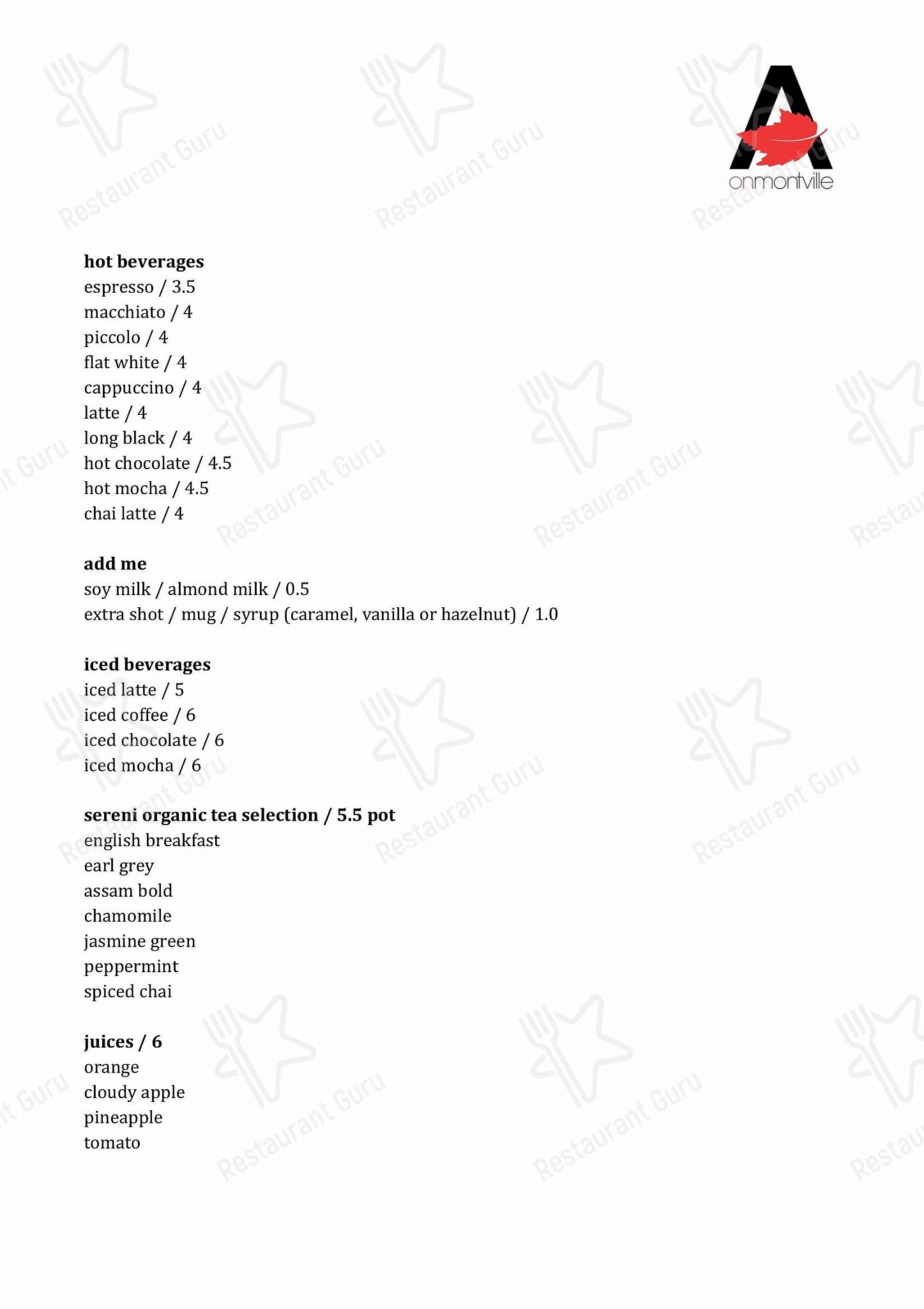 Menu at Altitude On Montville pub & bar, Montville
