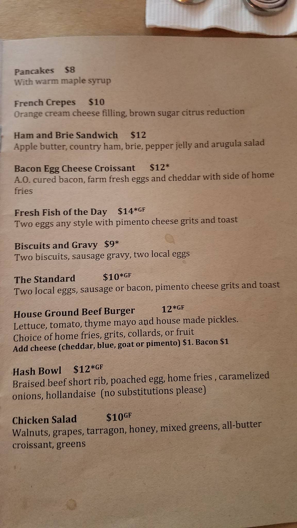Menu at Angel Oak Restaurant and Bar, Johns Island