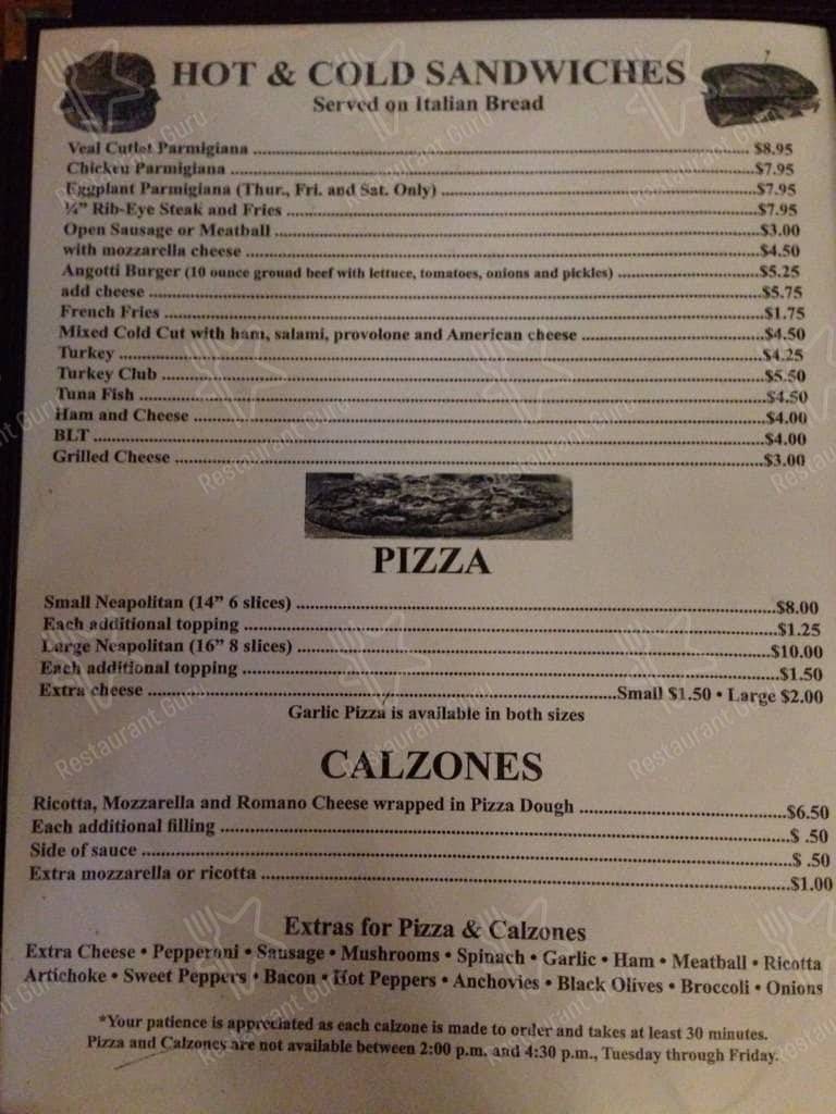 Menu at Angotti's Family Restaurant, Syracuse