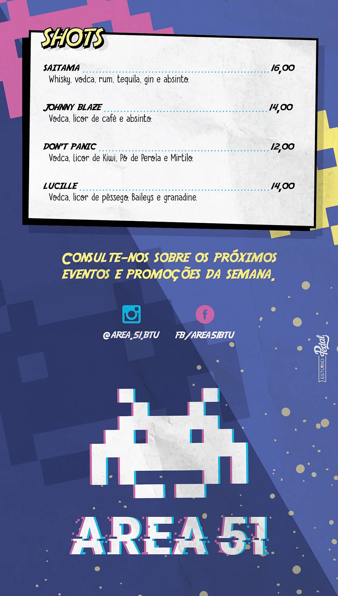 Menu em Area 51 pub & Bar, Botucatu