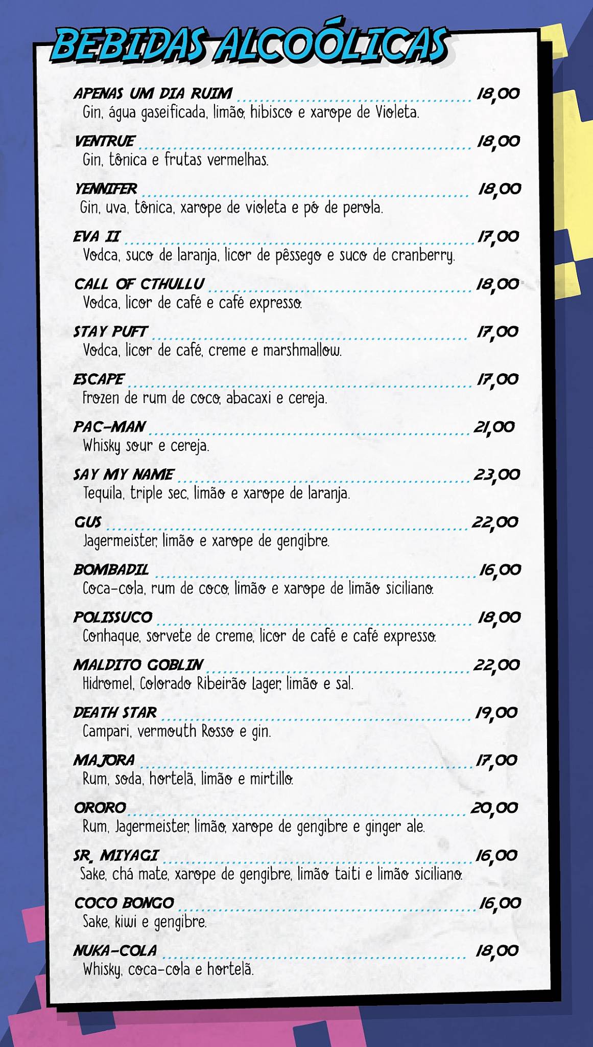 Menu em Area 51 pub & Bar, Botucatu