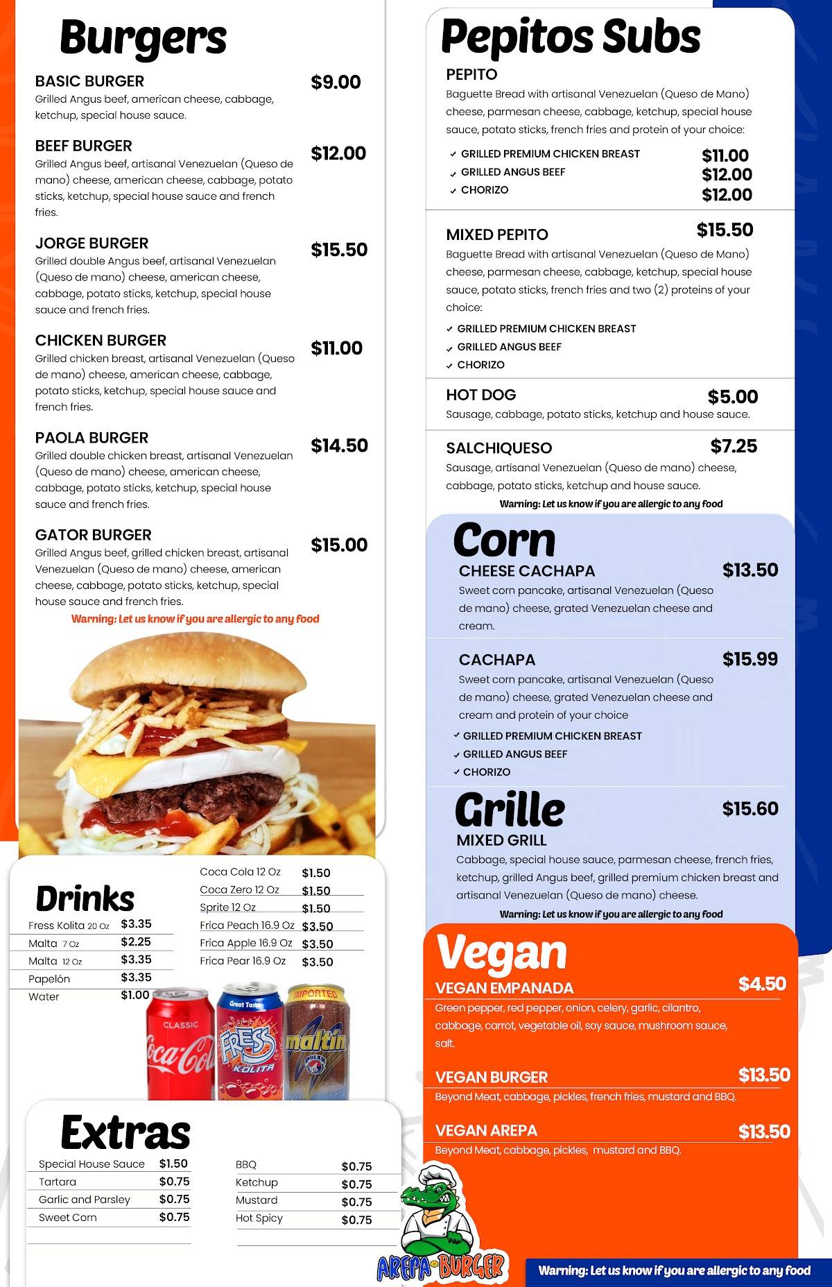 Menu at Arepa Burger Food Truck restaurant, Gainesville, S Main St