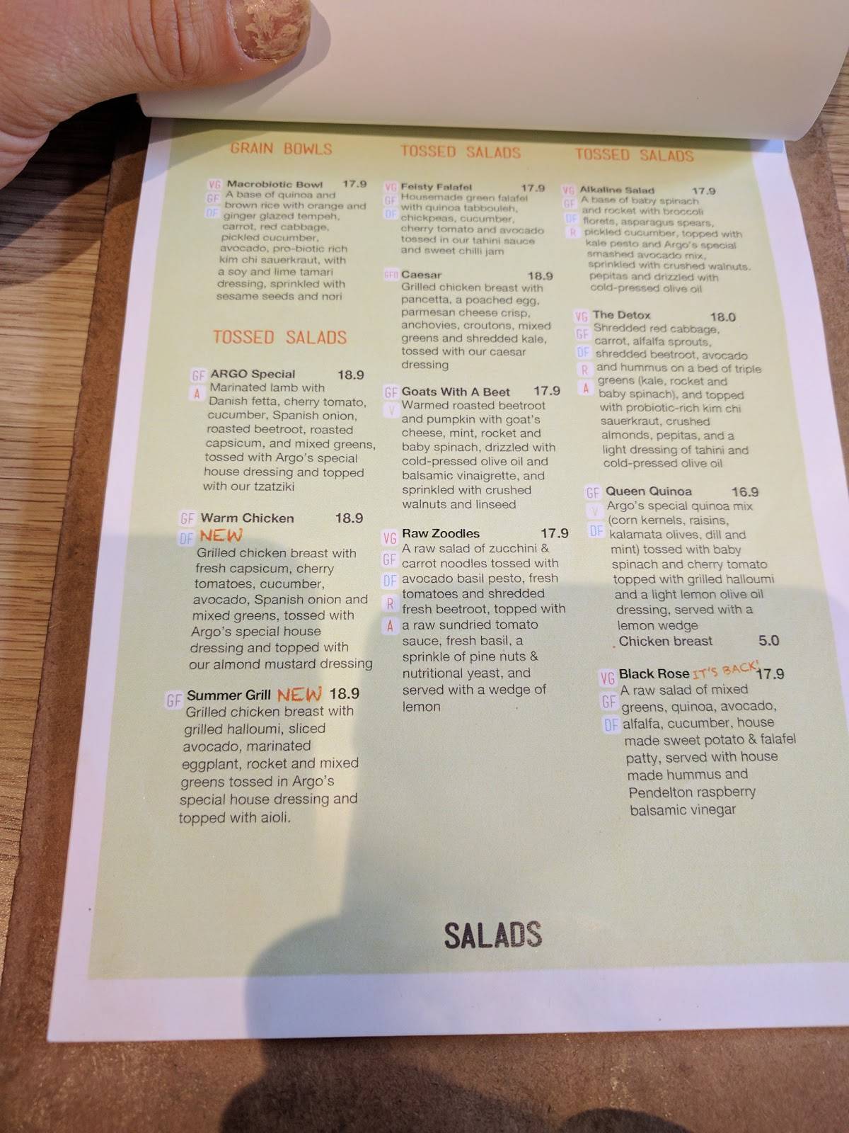 Menu at Argo on the Parade pub & bar, Norwood