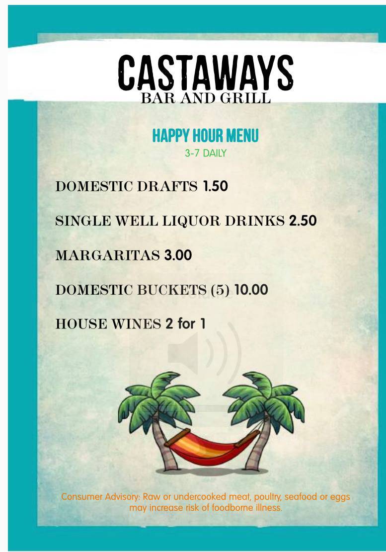 Menu at Castaways Restaurant, Astor, FL-40 W