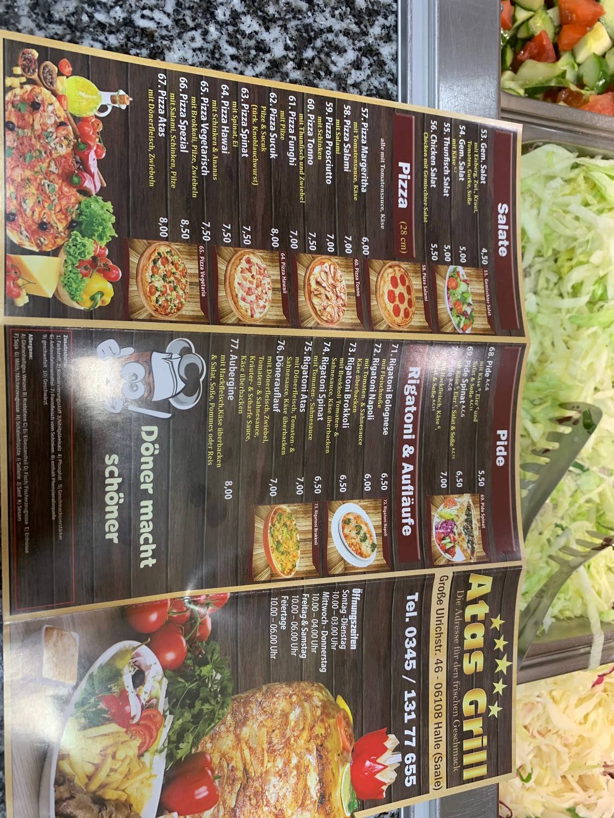 Speisekarte von Atas Döner Kebap Pizzahaus, Halle (Saale)
