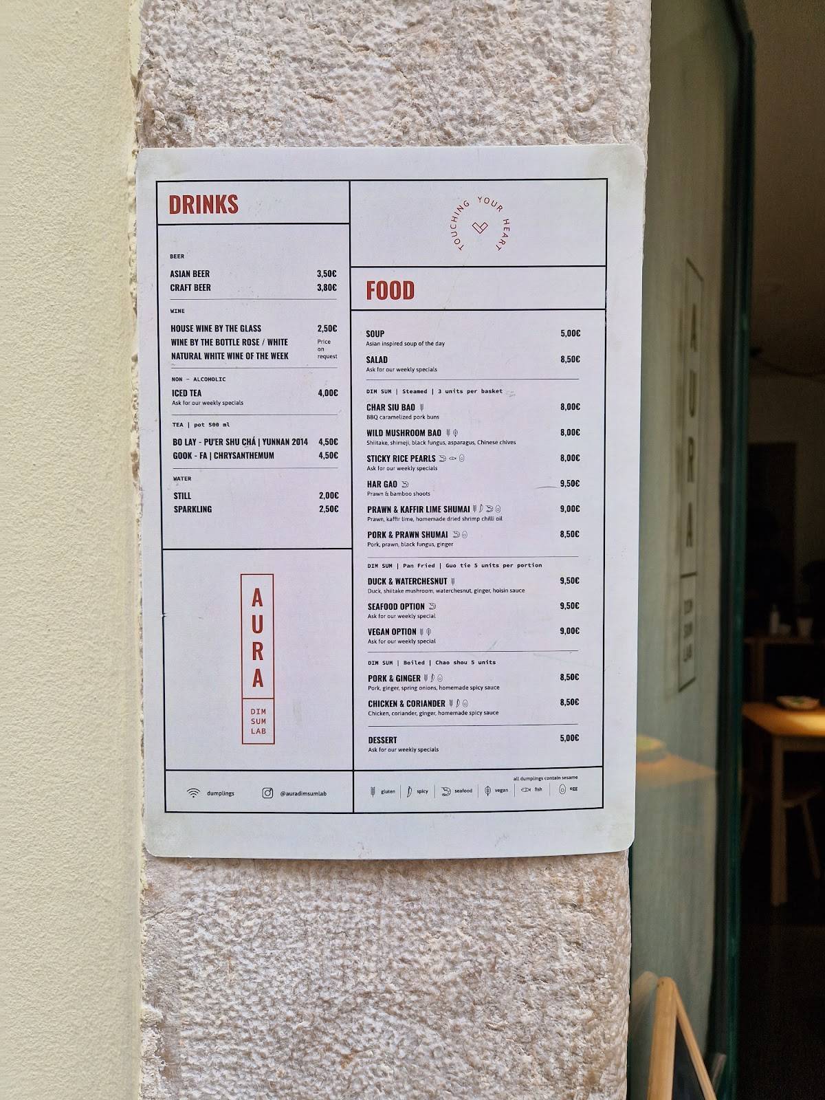 Menu em Aura Dim Sum Lab restaurante, Lisboa