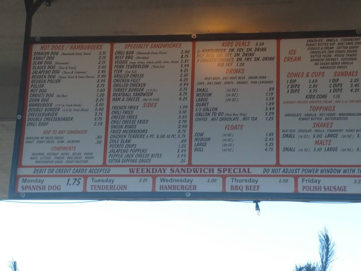 Menu at B-K Root Beer fast food, Troy, Stone Cir Dr