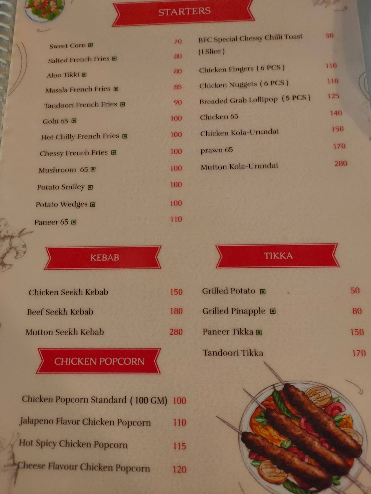 Menu at BANU FOOD COURT (BFC), Marthandam