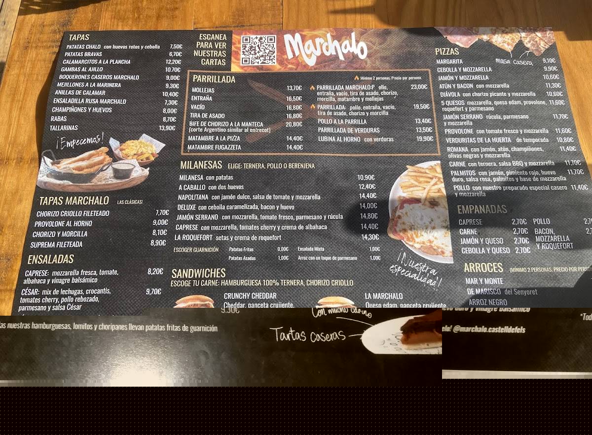 Menu at Marchalo Parrilla, Castelldefels, Pg. Marítim