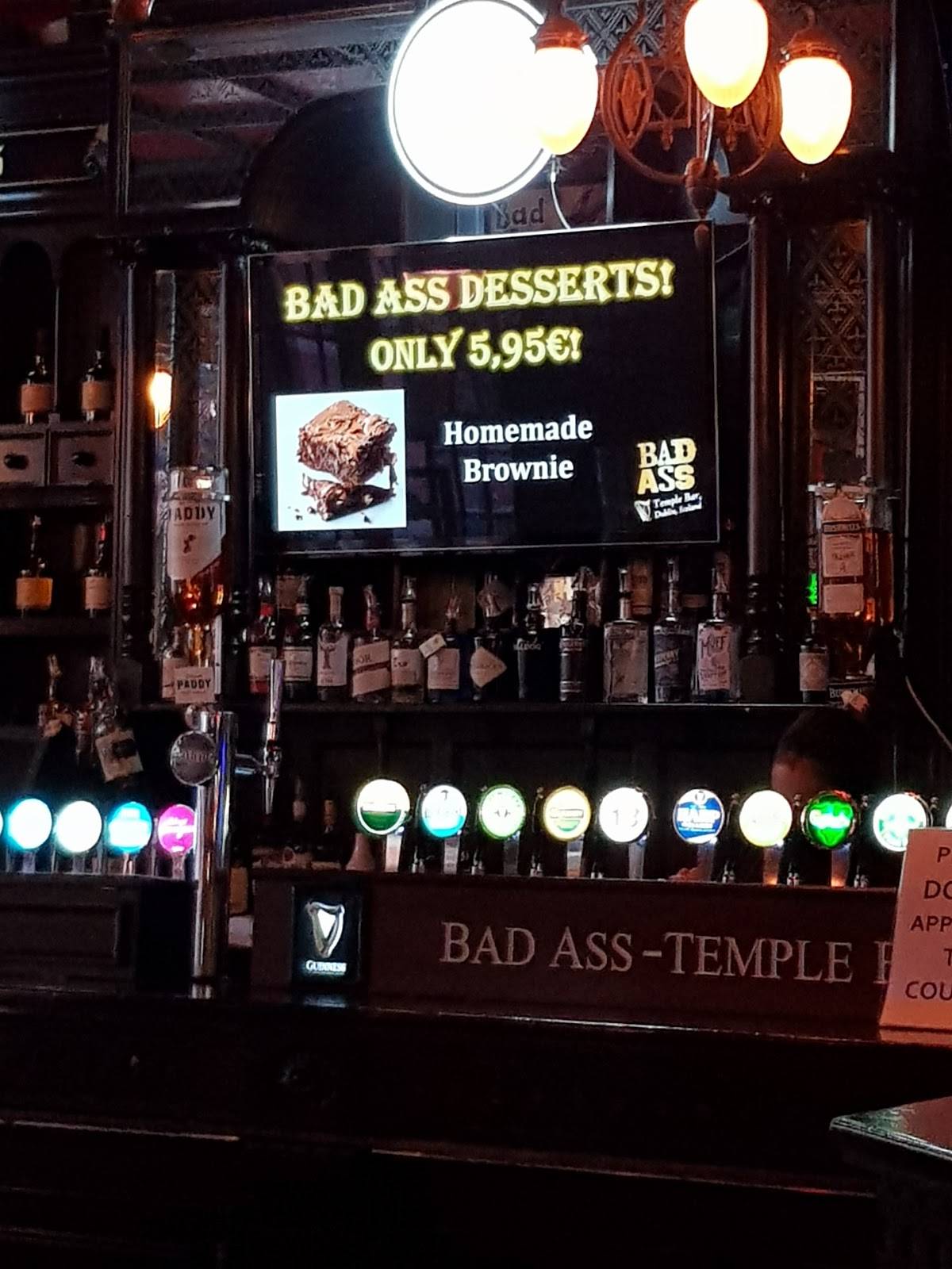 Menu at Bad Ass Cafe, Dublin