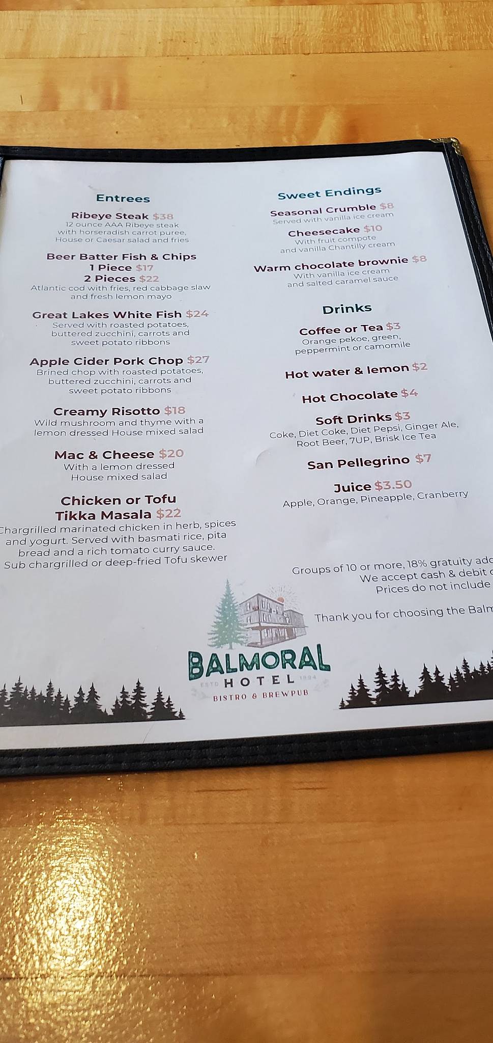 Menu at Balmoral Bistro & Brewpub, Barry's Bay