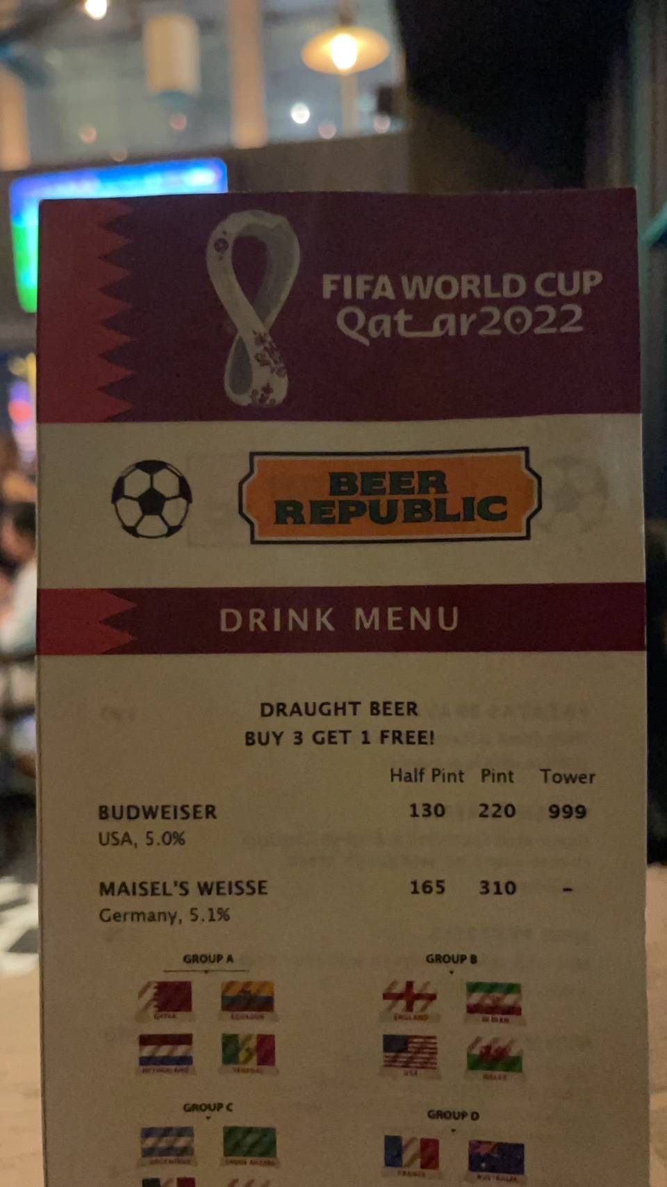 Menu at Beer Republic, Bangkok, 971 Phloen Chit Rd
